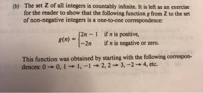 Solved (b) The set Z of all integers is countably infinite. | Chegg.com