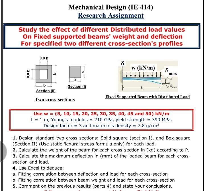 Solved Mechanical Design (IE 414) Research Assignment Study | Chegg.com