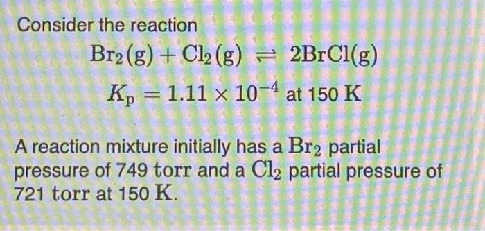 Solved Consider the reaction Br2( g)+Cl2( | Chegg.com