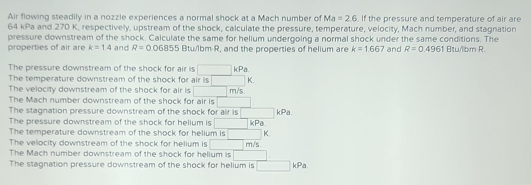 Solved Air flowing steadily in a nozzle experiences a normal | Chegg.com