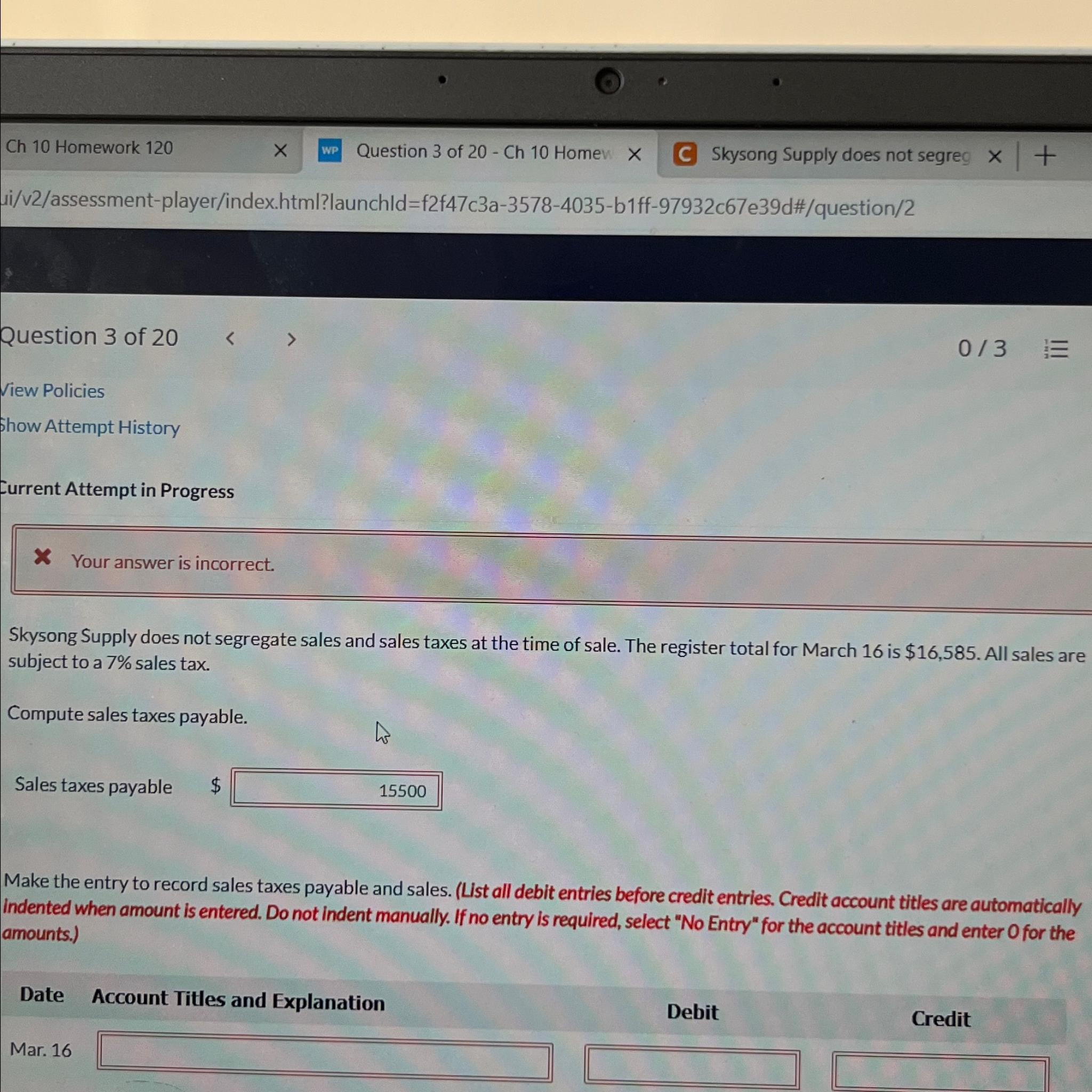 Solved Ch 10 ﻿Homework 120Question 3 ﻿of 20 - ﻿Ch 10 | Chegg.com