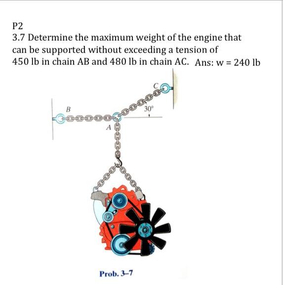 Solved P2 3.7 Determine the maximum weight of the engine | Chegg.com Solved P2 3.7 Determine the maximum weight of the engine | Chegg.com