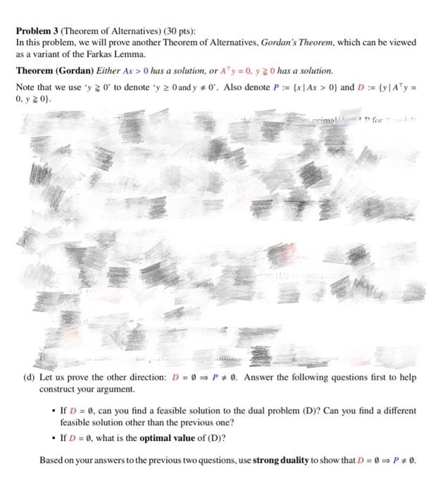 Solved Problem 3 (Theorem of Alternatives) (30 pts): In this | Chegg.com