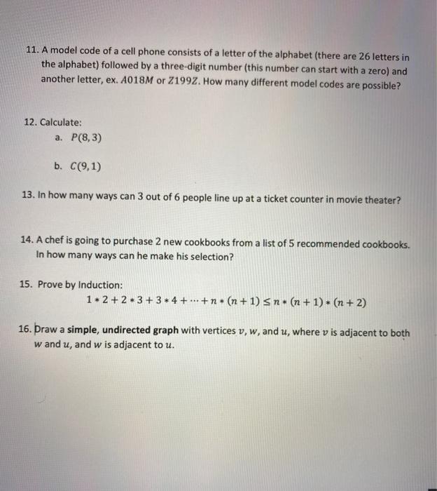 Solved 11. A model code of a cell phone consists of a letter | Chegg.com