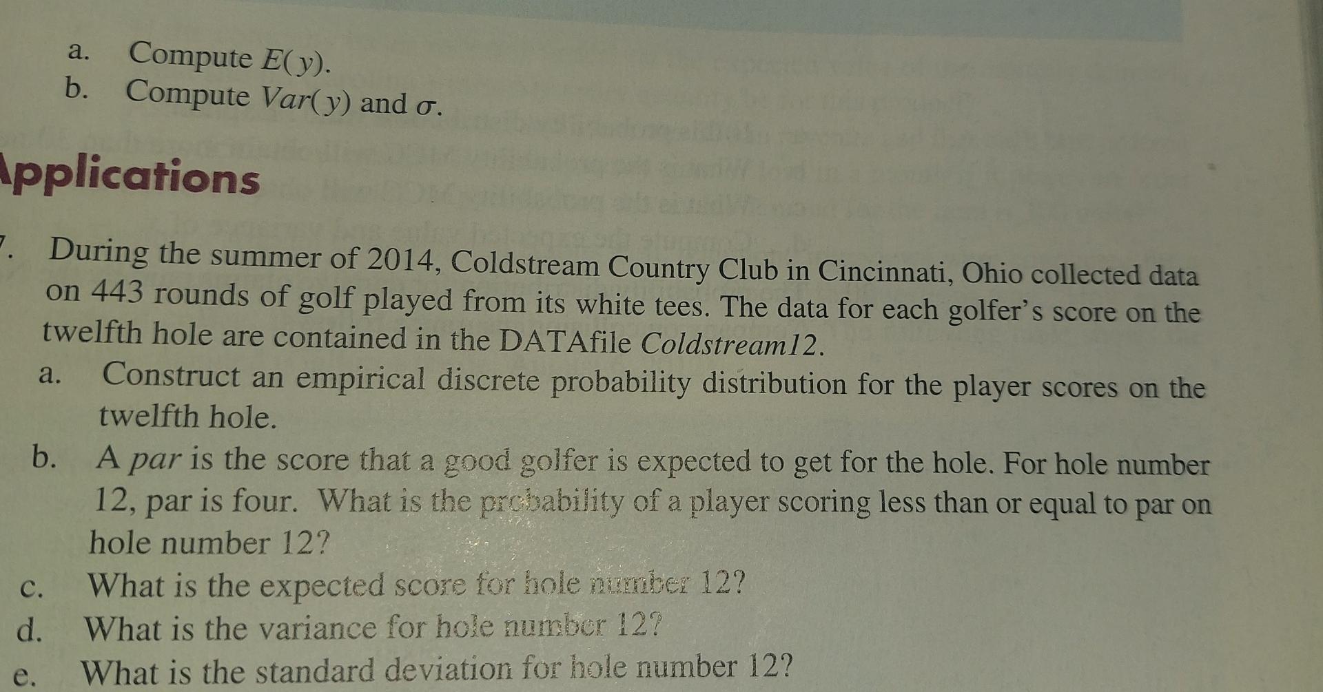 Solved a. Compute E(y). b. Compute Var(y) and o. a. | Chegg.com