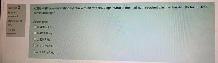 Solved Question 2 A 256-PSK communication system with bit | Chegg.com