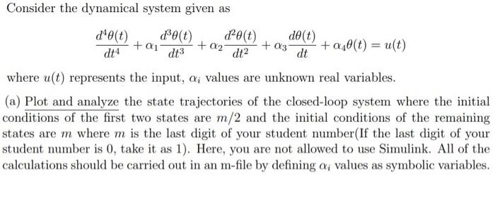 Solved Consider the dynamical system given as | Chegg.com