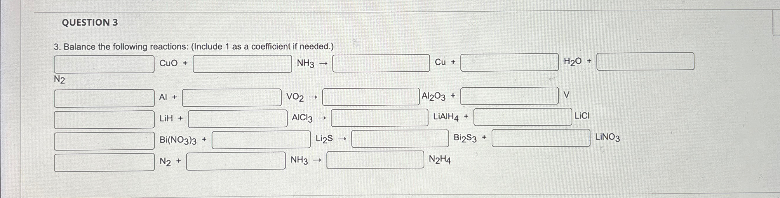 Solved QUESTION 33. ﻿Balance the following reactions: | Chegg.com