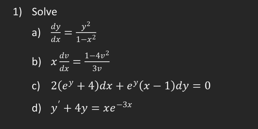Solved There are differential equation questions here. Can | Chegg.com