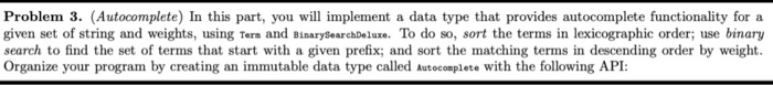 Problem 3. (Autocomplete) In this part, you will | Chegg.com