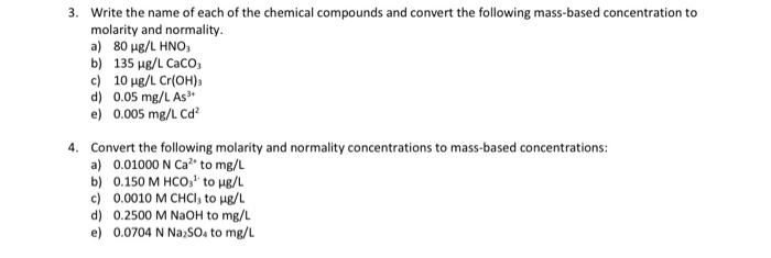 Solved 3. Write the name of each of the chemical compounds | Chegg.com