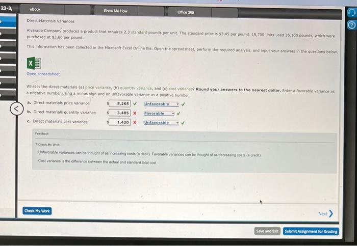 Solved Direct Materiais Variances Alvarado company produces | Chegg.com