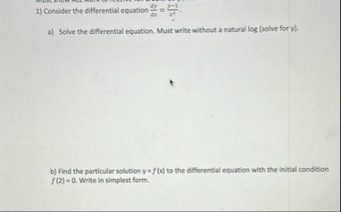 Solved Consider the differential equation dydx=y-2x2.a) | Chegg.com