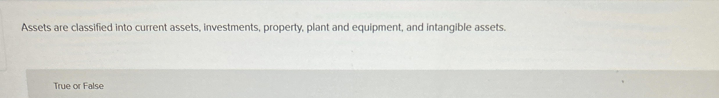 Solved Assets are classified into current assets, | Chegg.com