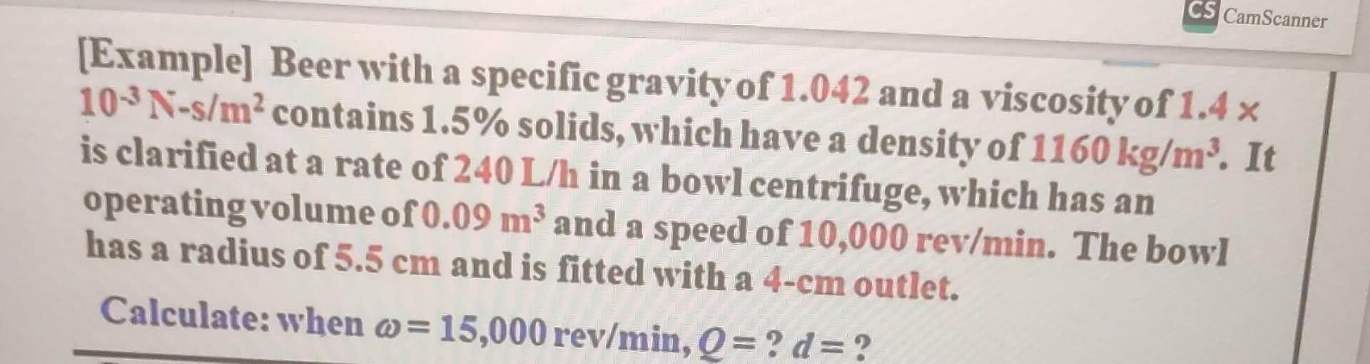 Solved [Example] Beer with a specific gravity of 1.042 and 7 | Chegg.com