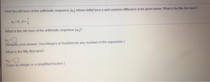 Solved Find The Nth Term Of The Arithmetic Sequence A 