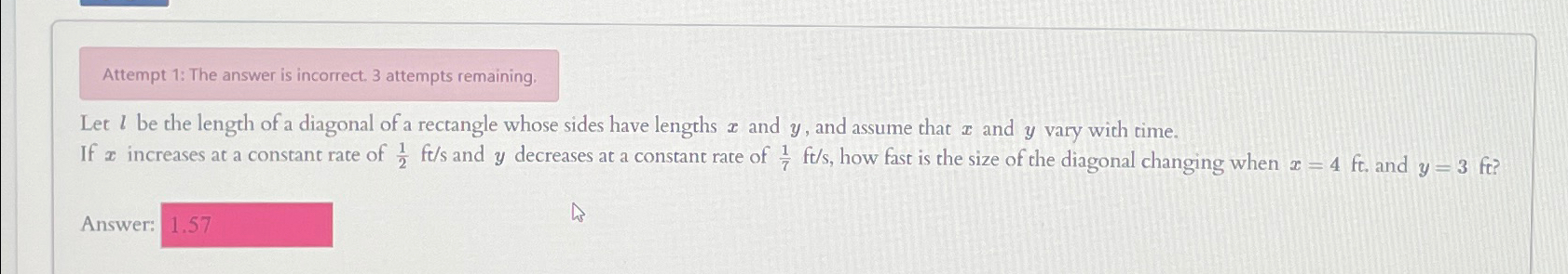 Solved Attempt 1: The answer is incorrect. 3 ﻿attempts | Chegg.com