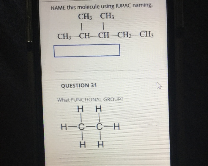 Solved NAME this molecule using IUPAC naming. CH3 CH3 1 1 | Chegg.com