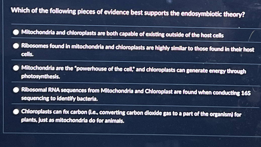 Solved Which of the following pieces of evidence best | Chegg.com