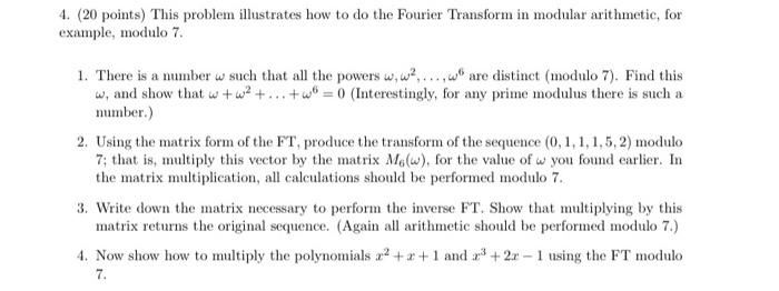 Solved 4. (20 points) This problem illustrates how to do the | Chegg.com