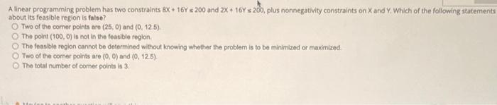 Solved A Linear Programming Problem Has Two Constraints 6554