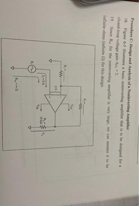 Solved Procedure C: Design and Analysis of a Noninverting | Chegg.com