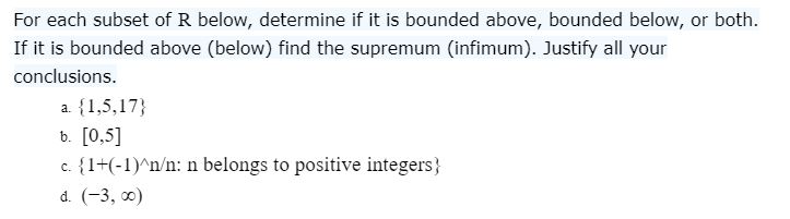 Solved For each subset of R below, determine if it is | Chegg.com