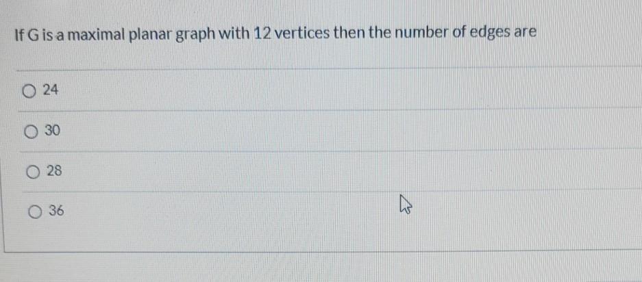 Solved If G is a maximal planar graph with 12 vertices then | Chegg.com