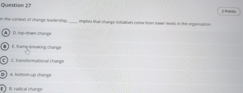 Solved Question 27In the context of change | Chegg.com