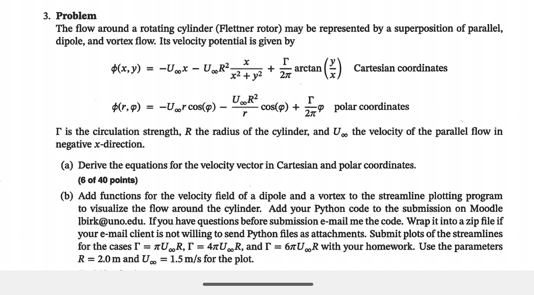 Solved 3. Problem The flow around a rotating cylinder | Chegg.com