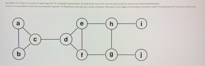Solved Use Depth First search to produce a spanning tree for | Chegg.com