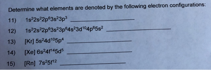 Solved Determine what elements are denoted by the following | Chegg.com
