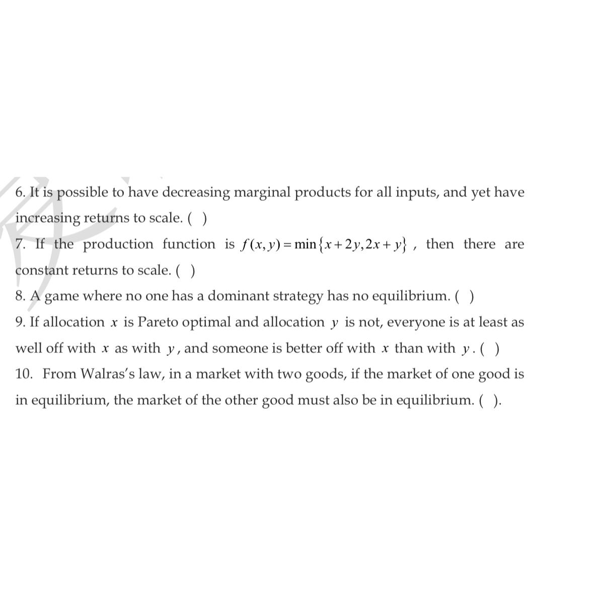 Solved It is possible to have decreasing marginal products | Chegg.com