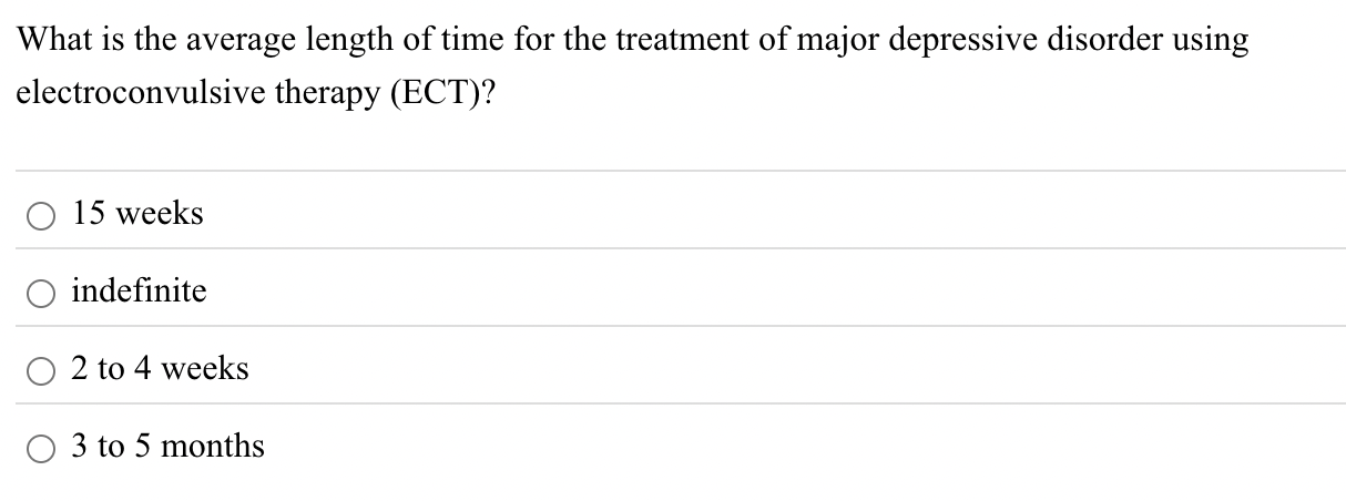 Solved What is the average length of time for the treatment | Chegg.com
