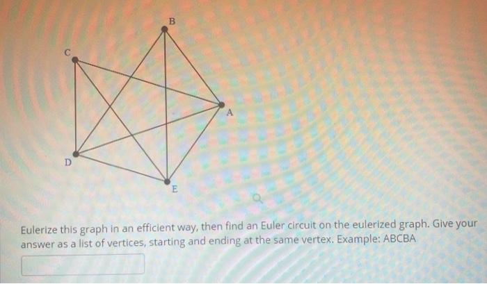 Solved B D E Eulerize this graph in an efficient way, then | Chegg.com