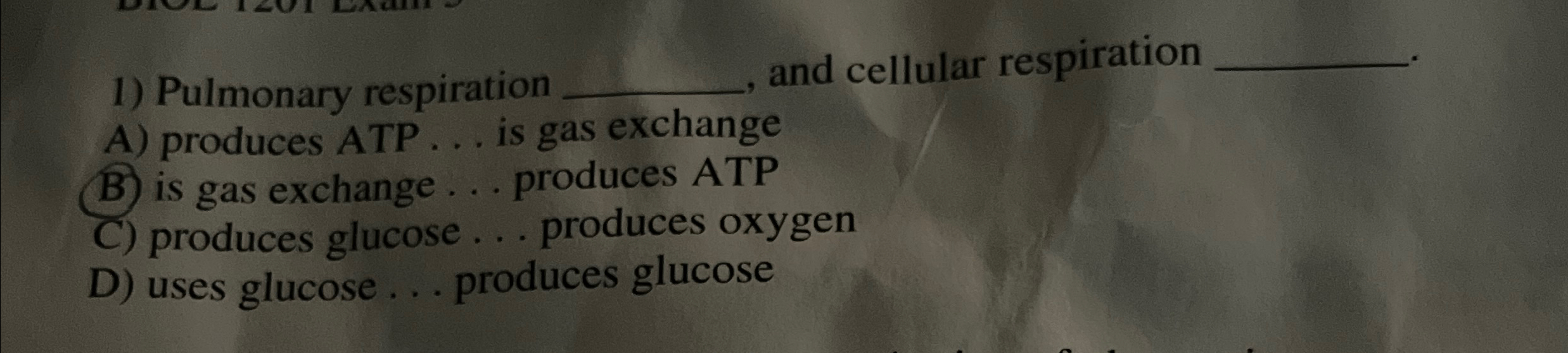 Solved Pulmonary respiration ﻿and cellular respirationA) | Chegg.com