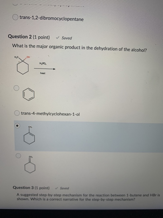 Solved trans-1,2-dibromocyclopentane Question 2 (1 point) | Chegg.com