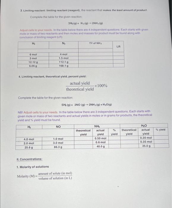 Solved 3. Limiting roactant: limiting reactant (reagent), | Chegg.com