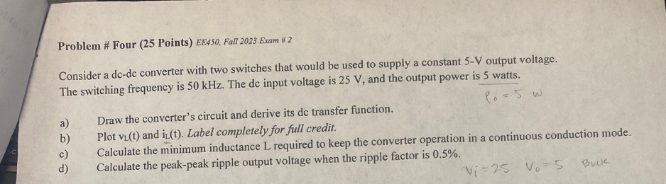 Problem # Four (25 ﻿Points) ﻿EE450, ﻿Fall 2023 ﻿Exam | Chegg.com
