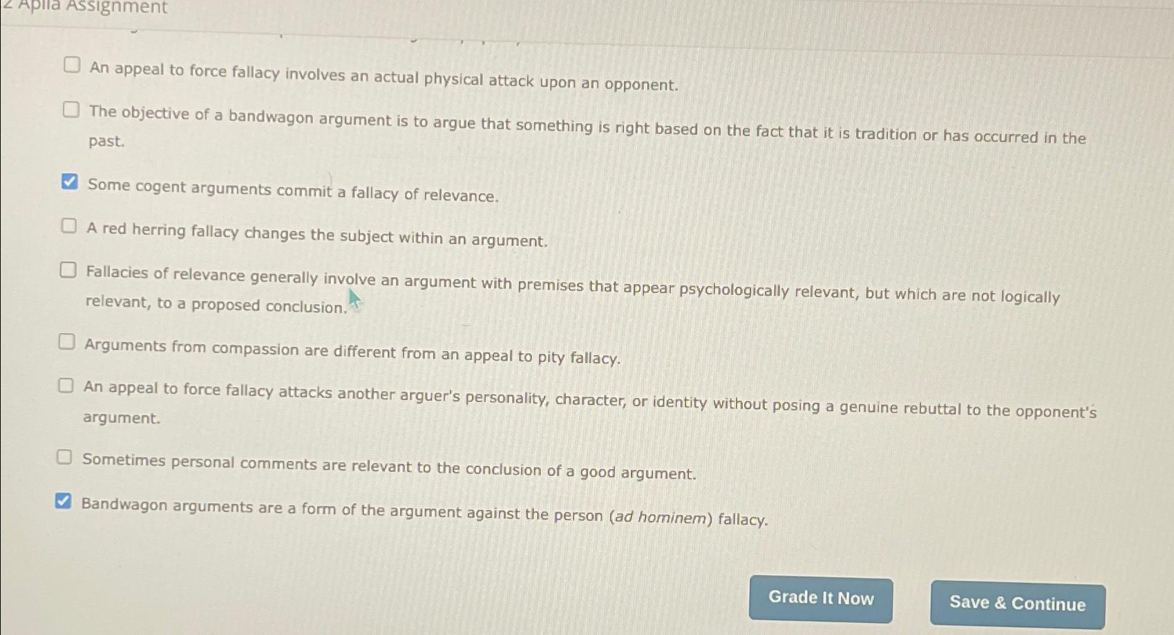 Solved Aplla AssignmentAn appeal to force fallacy involves | Chegg.com