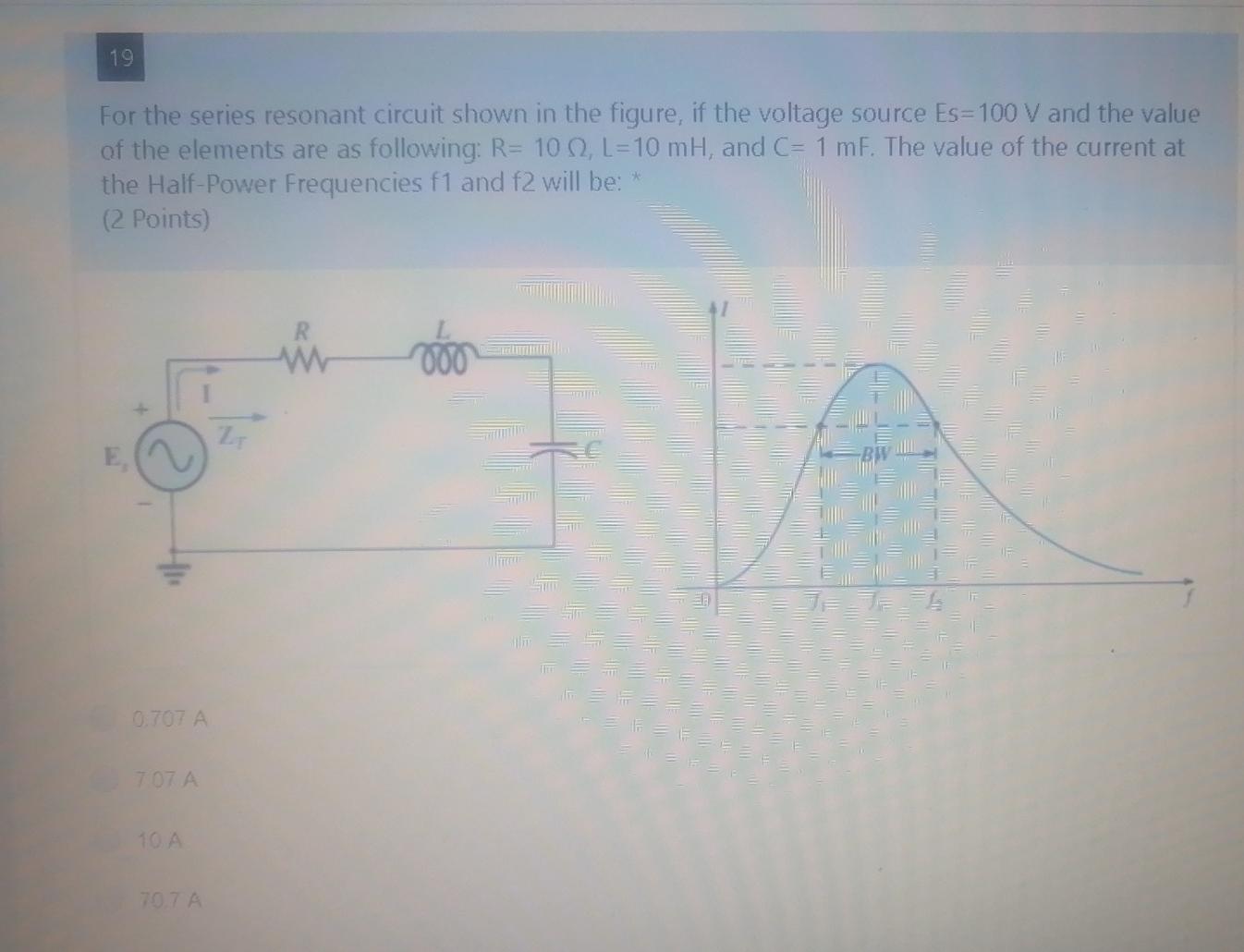 Solved 19 For the series resonant circuit shown in the | Chegg.com
