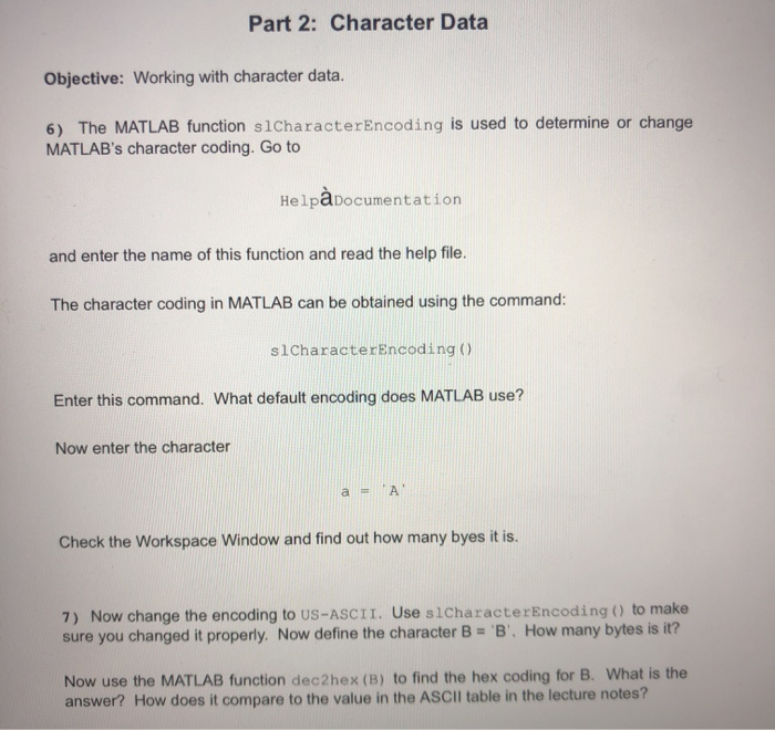 Solved Part 2 Character Data Objective Working With 