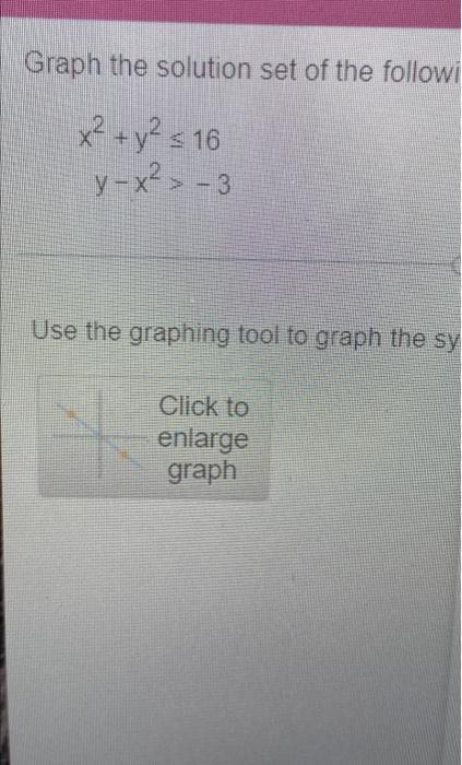 Solved Graph the solution set of the followi x2 + y2 = 16 | Chegg.com