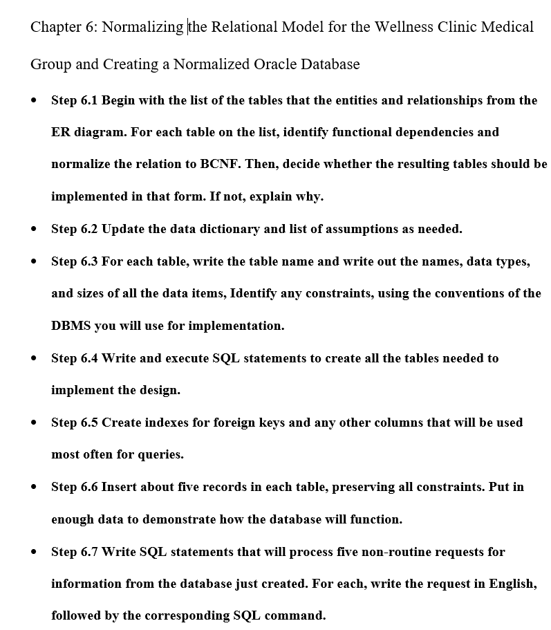Solved Chapter 6: Normalizing the Relational Model for the | Chegg.com