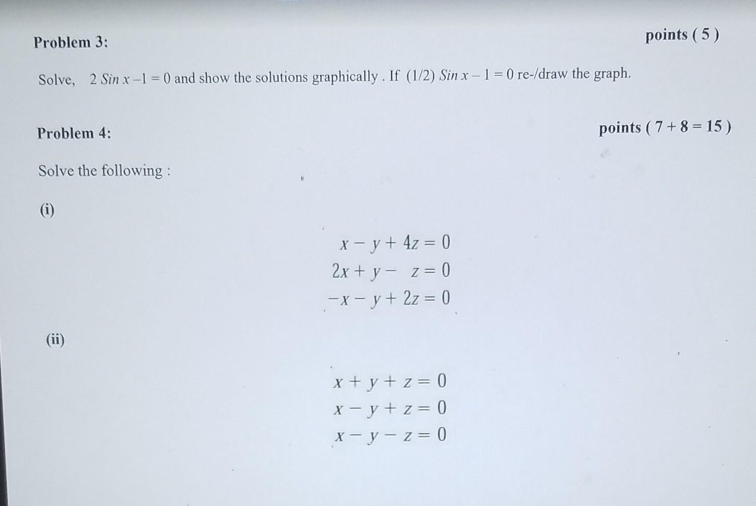 Solved Solve, 2Sinx−1=0 and show the solutions graphically. | Chegg.com