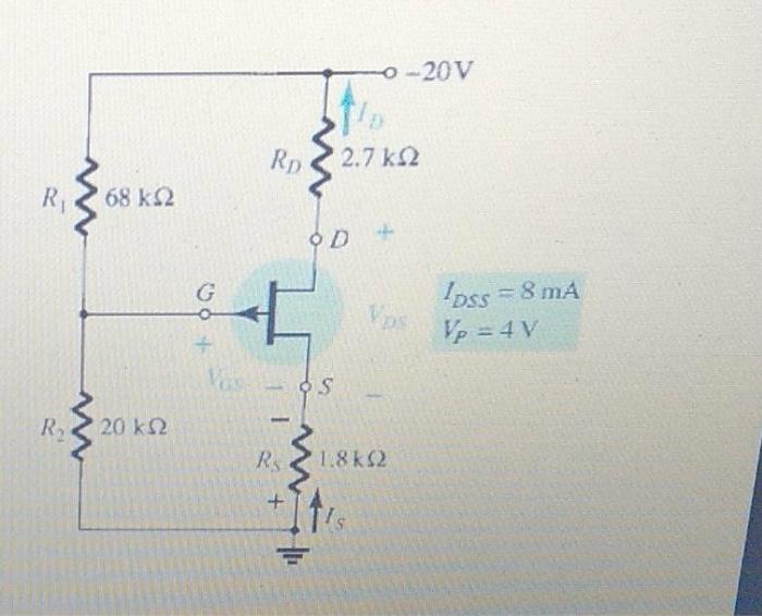Solved Find the Vdsq Idq Vgs values in the circuit given on | Chegg.com