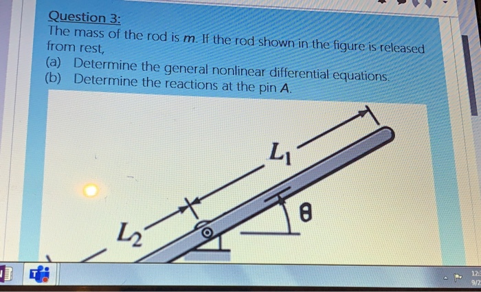 Solved Question 3 The mass of the rod is m. If the rod shown | Chegg.com