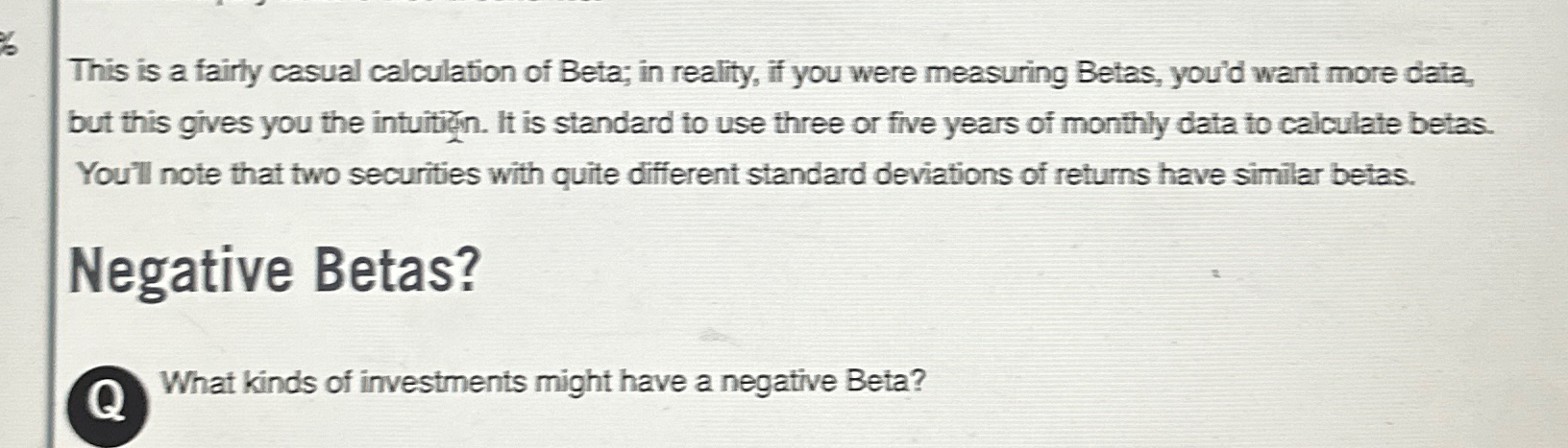 Solved This is a fairly casual calculation of Beta; in | Chegg.com