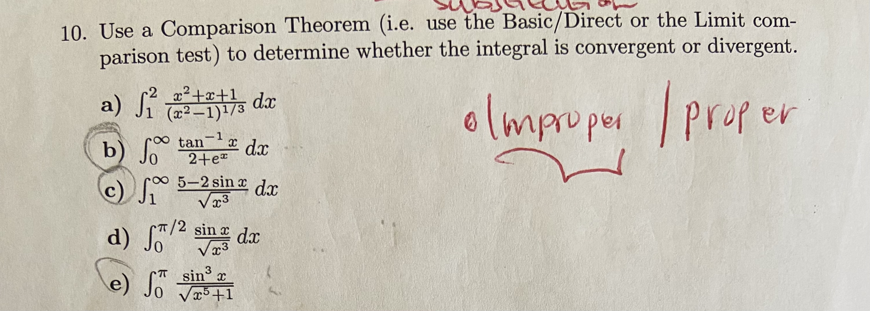 Solved Use A Comparison Theorem I E ﻿use The Basic Direct