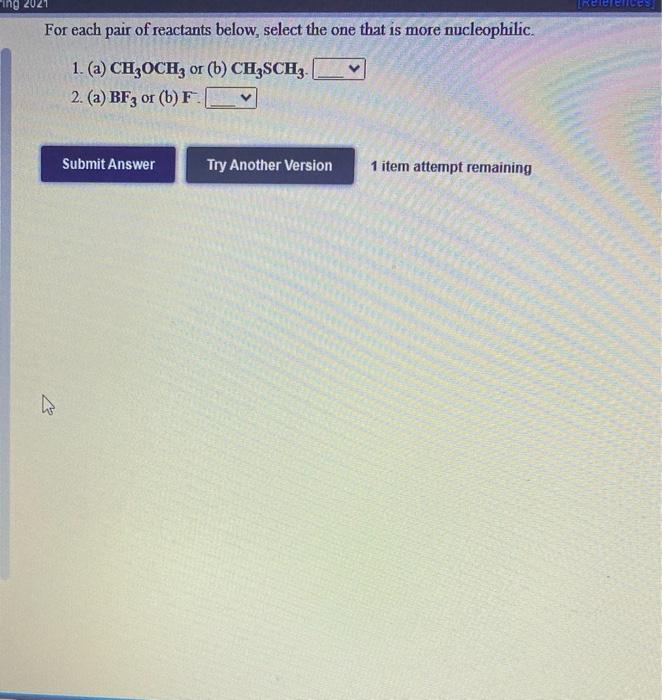Solved ing 2021 LEECE For each pair of reactants below, | Chegg.com